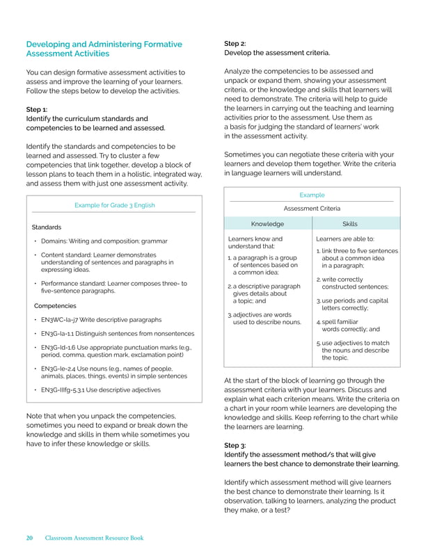 Classroom Assessment Resource Book