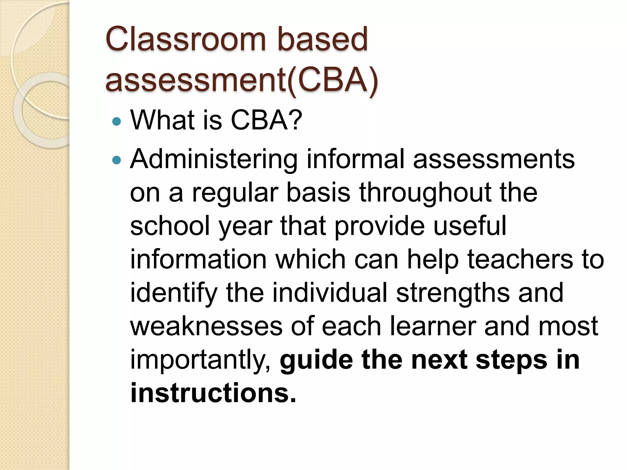 Classroom Based Assessment | PPTX
