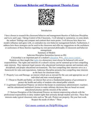 Classroom Behavior Essay | PDF