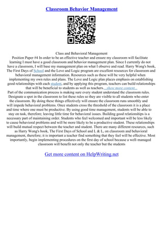 Classroom Behavior Essay | PDF