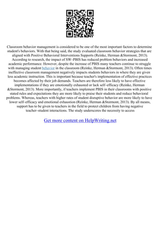 Classroom Behavior Essay | PDF