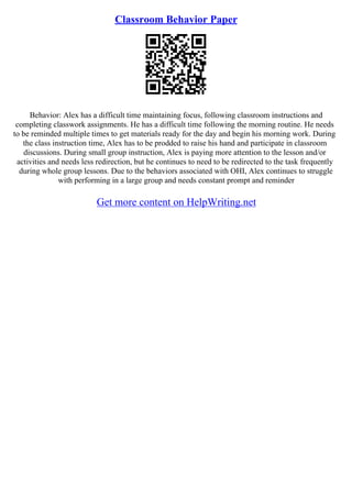 Classroom Behavior Essay | PDF