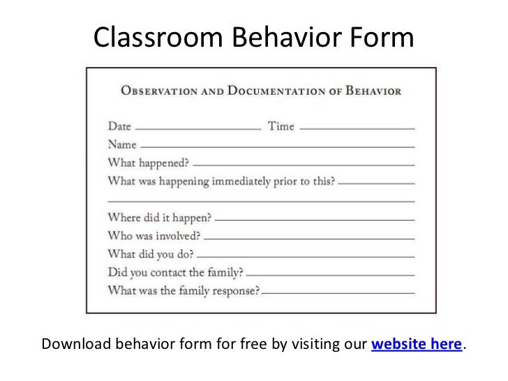 Classroom Behavior Forms