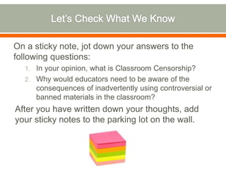 Classroom censorship module one ssn | PPTX