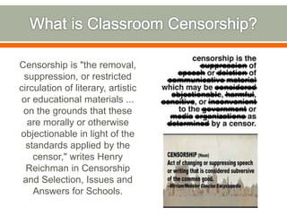 Classroom censorship module one ssn | PPTX