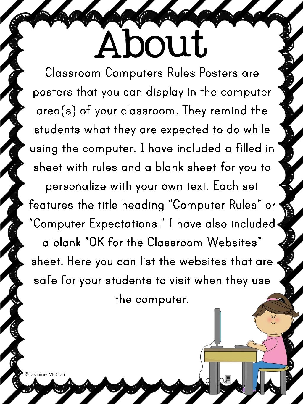 Classroom computer rules posters