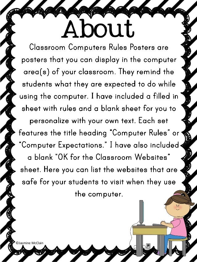Classroom computer rules posters