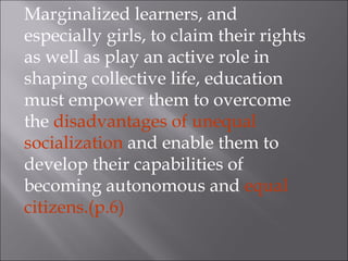 Classroom, curriculum, and marginalization mishra | PPT