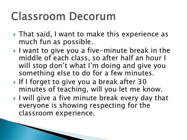 Classroom Decorum