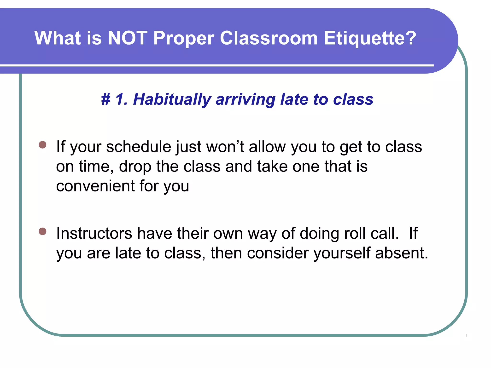Classroom etiquette 1 | PPT