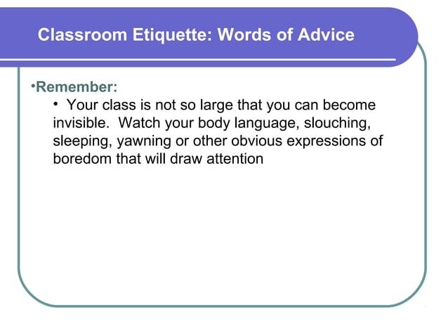 Classroom etiquette 1 | PPT | Homework and Study | Education