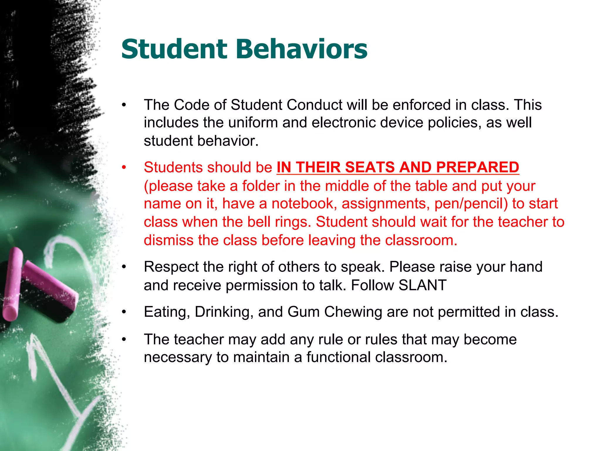 Classroom Expectation Example by Michael G. Sheppard | PDF