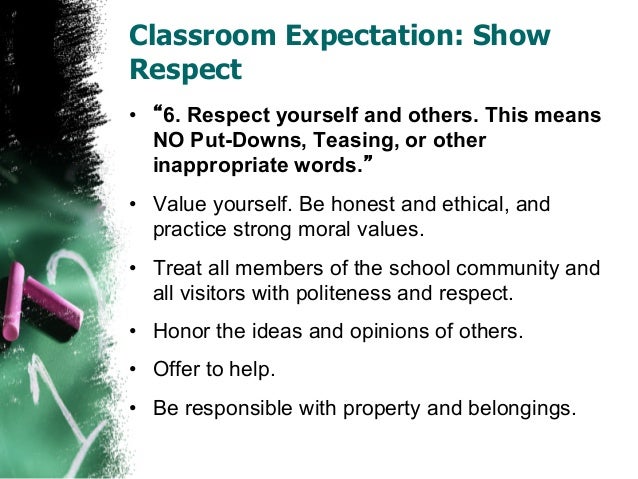 Classroom Expectation Example by Michael G. Sheppard