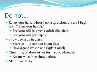 Classroom expectations | PPTX | Education