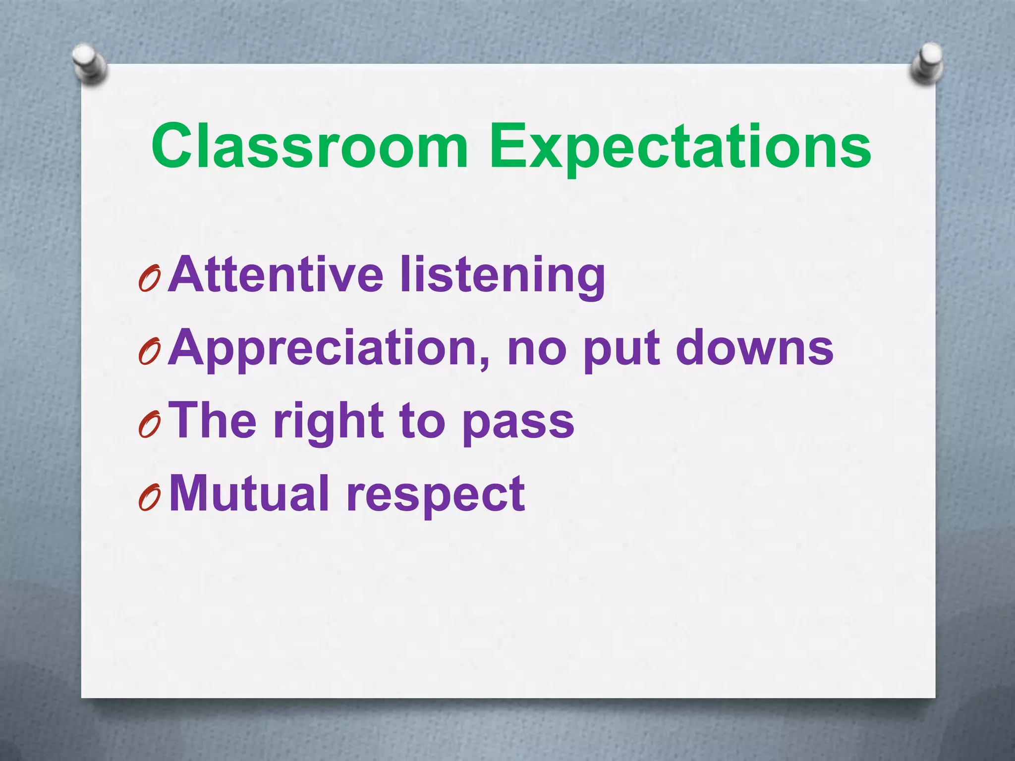 Classroom expectations | PPTX