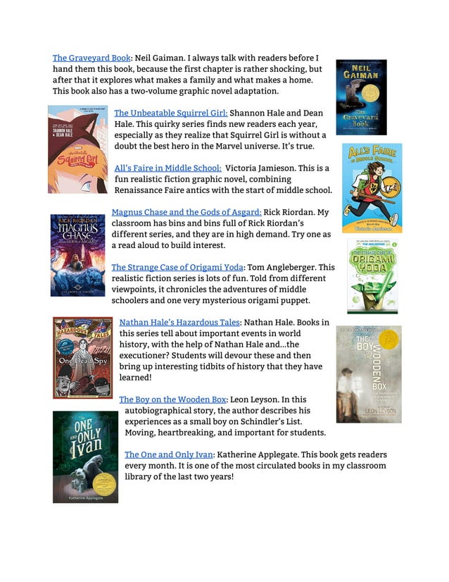 Classroom favorites for independent reading | PDF