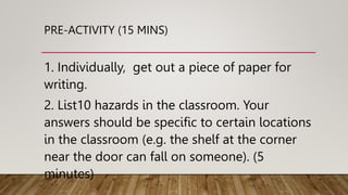 Identifying Classroom Hazards- Disaster Readiness | PPTX