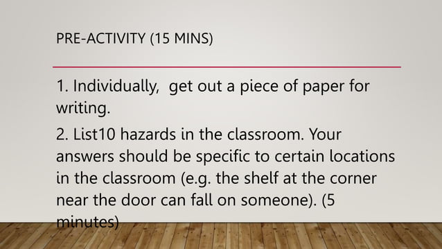 Identifying Classroom Hazards- Disaster Readiness | PPTX