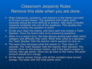 Classroom jeopardy rules | PPT