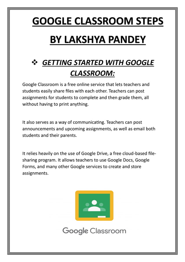 Google Classroom Steps Demonstration By LAKSHYA | PDF