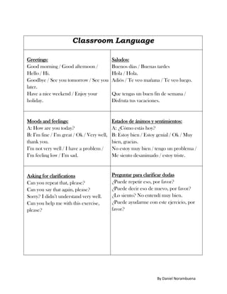 Classroom language | DOCX
