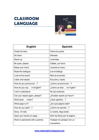 Classroom language | PDF