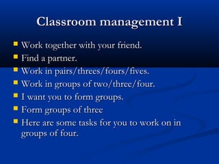 Classroom language classroom management i | PPT