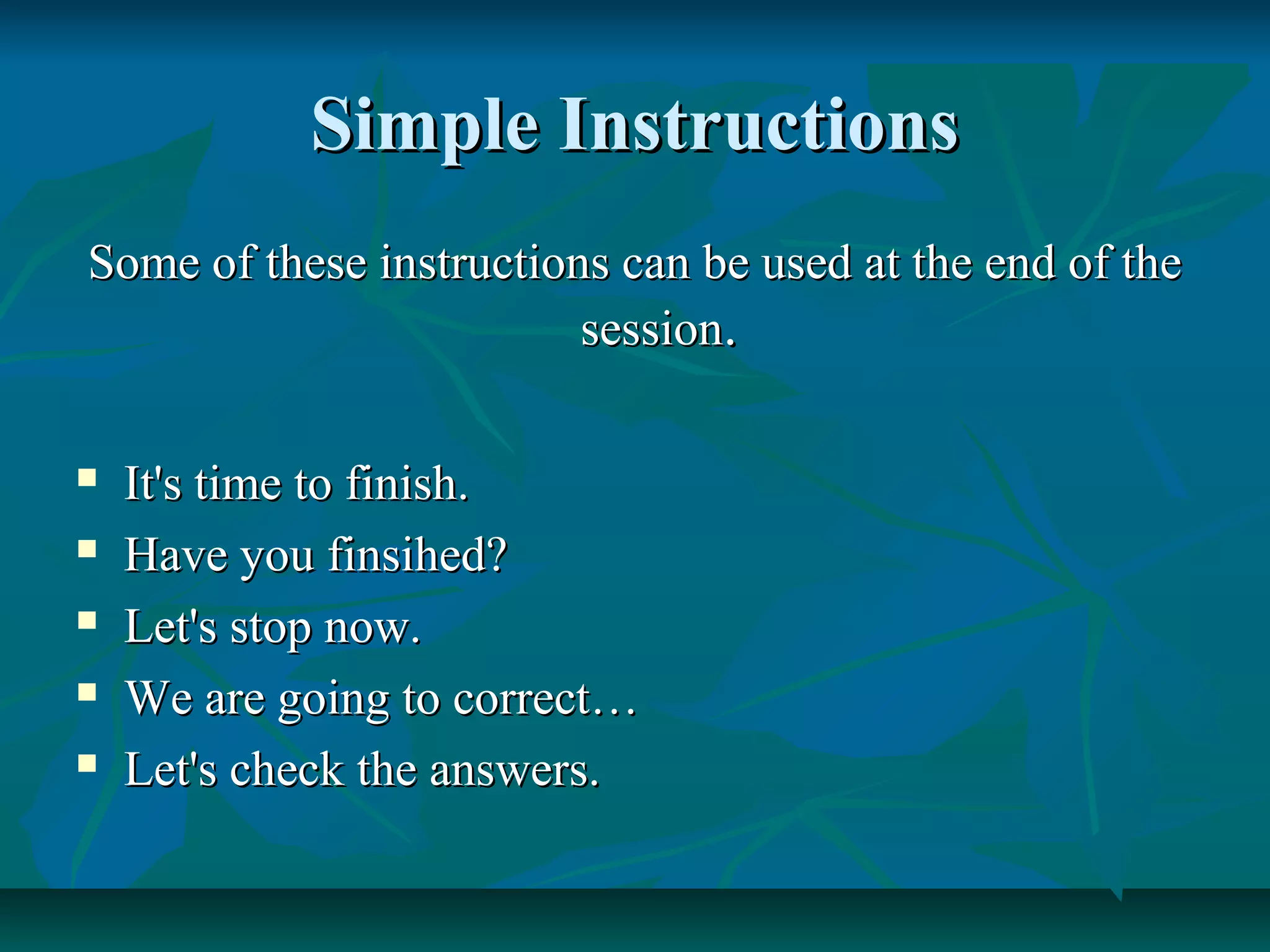 Classroom language simple instructions | PPT