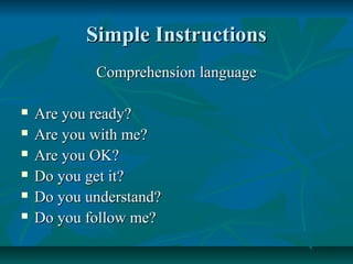 Classroom language simple instructions | PPT
