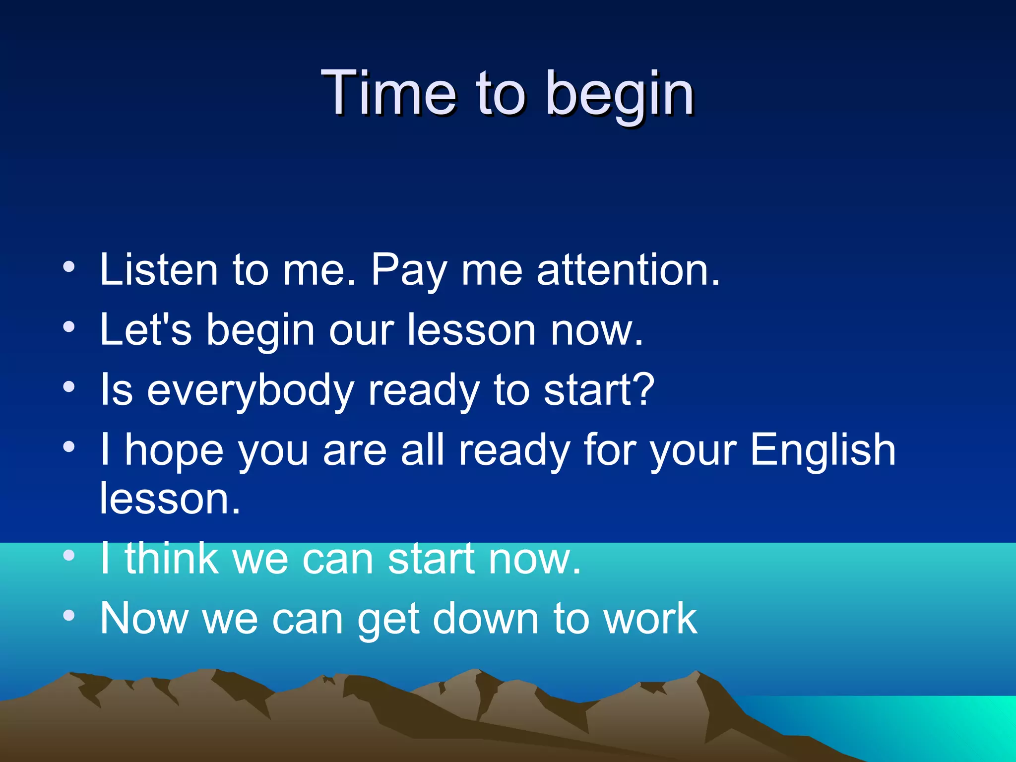 Classroom language the beginning of the lesson | PPT