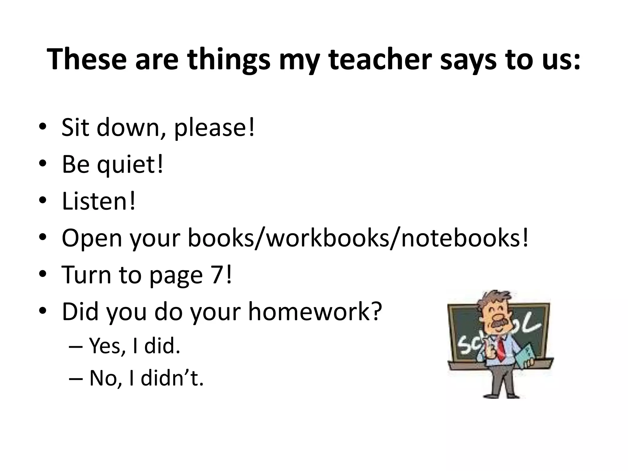 Classroom language 7th grade | PPTX