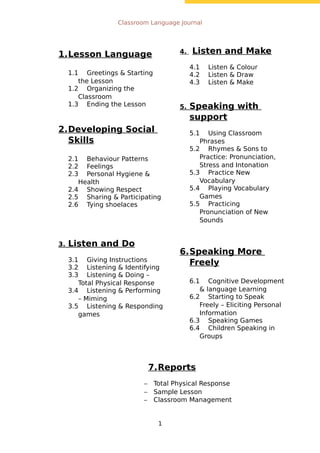 Classroom Language Journal | PDF