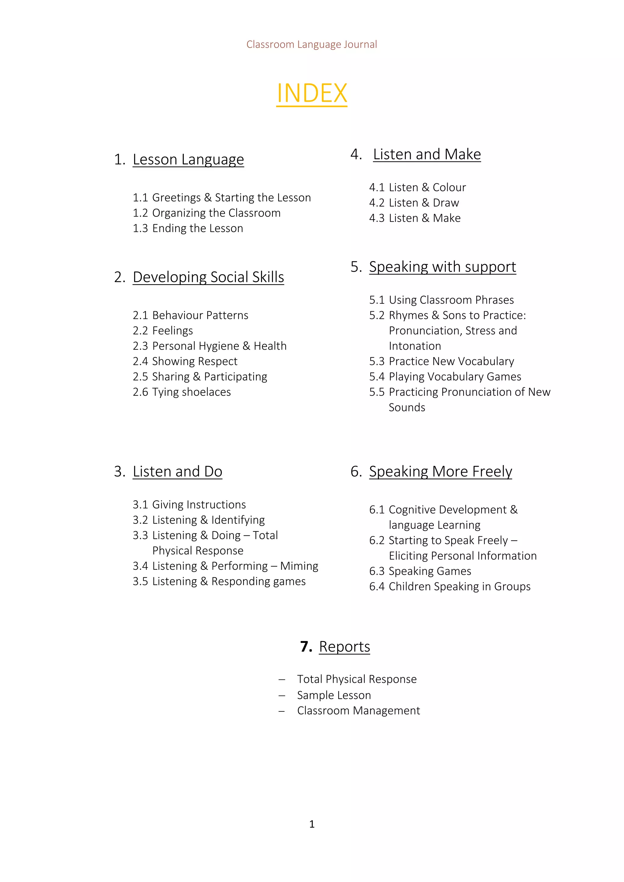 Classroom Language Journal | PDF