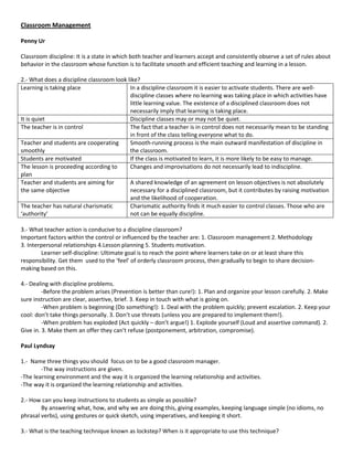 Classroom management | DOCX