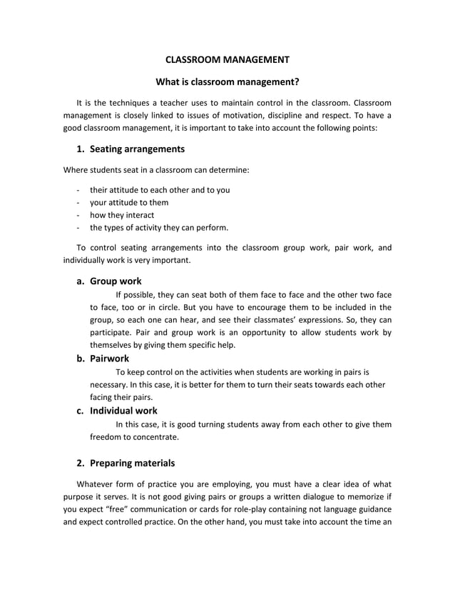 Classroom management | PDF