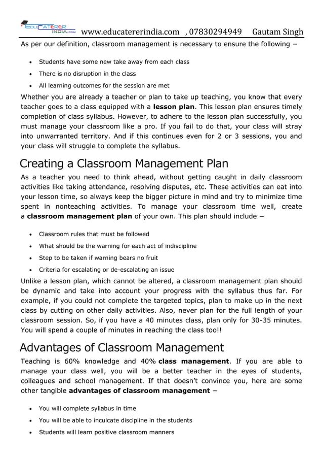 Classroom management | PDF