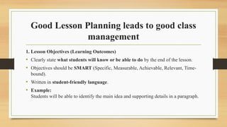 Classroom Management and good lesson planning | PPTX