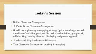 Classroom Management and good lesson planning | PPTX