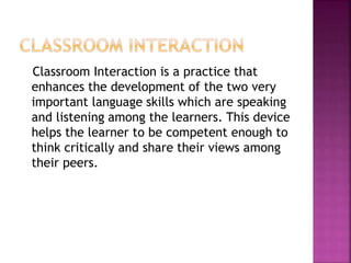 Classroom management and interaction | PPTX