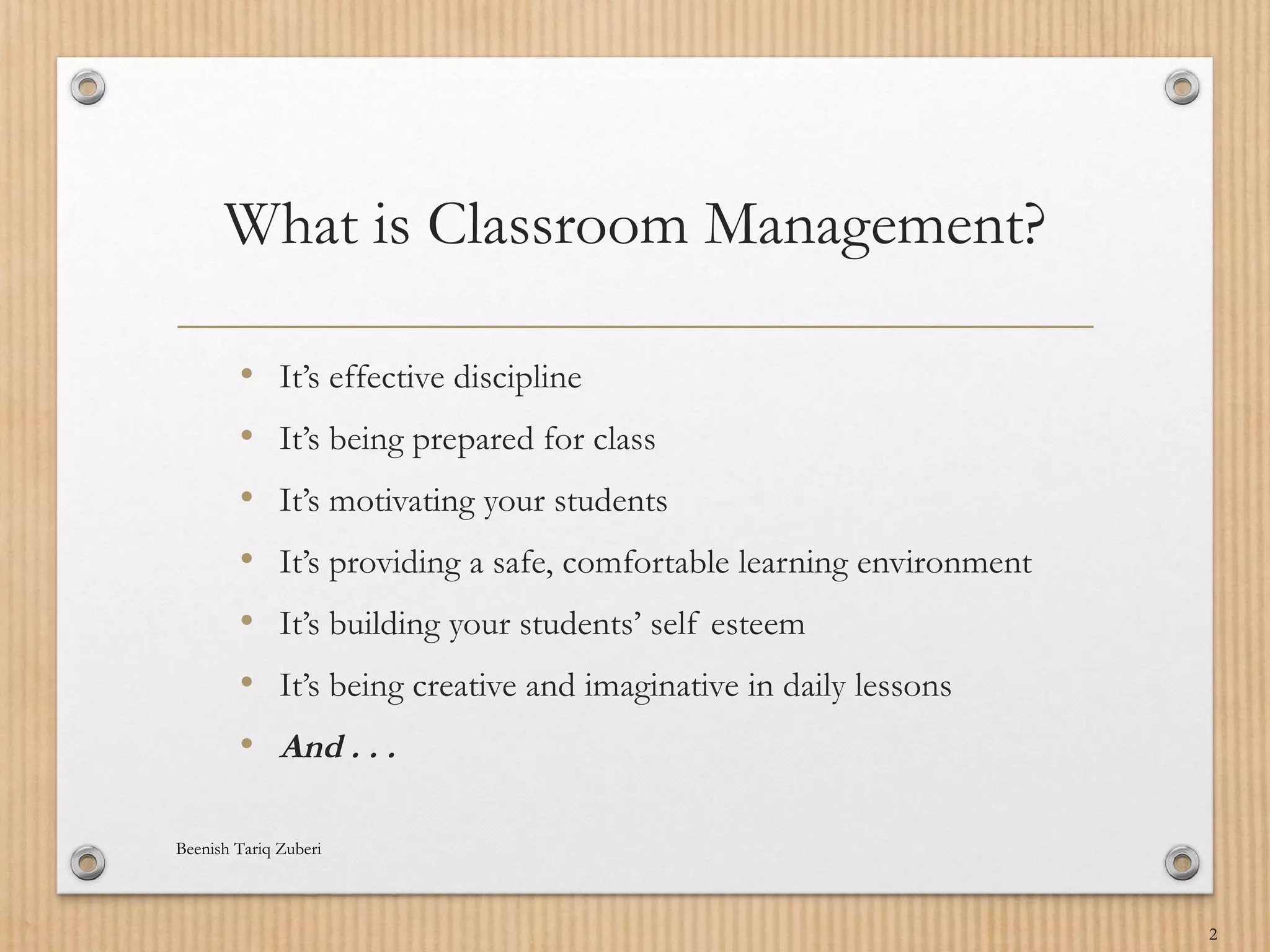 Classroom management btz | PPT | Educational Assessment | Education