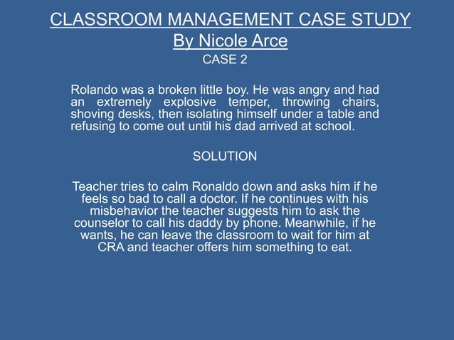 Classroom management case study | PPT