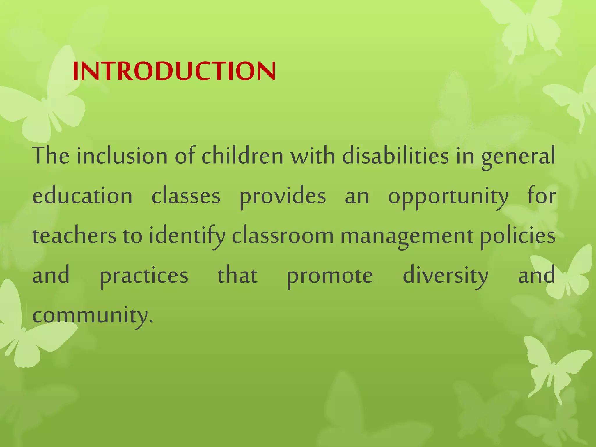 Classroom management in inclusive settings | PPTX