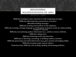 Classroom Management of a Child with APD | PPT