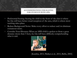 Classroom Management of a Child with APD | PPTX