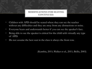 Classroom Management of a Child with APD | PPT