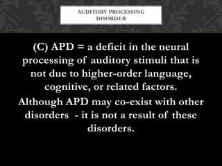 Classroom Management of a Child with APD | PPT