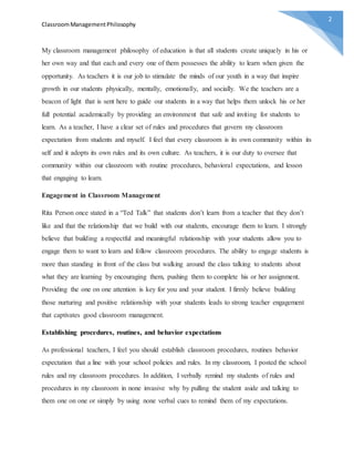 Classroom management philosophy | DOCX
