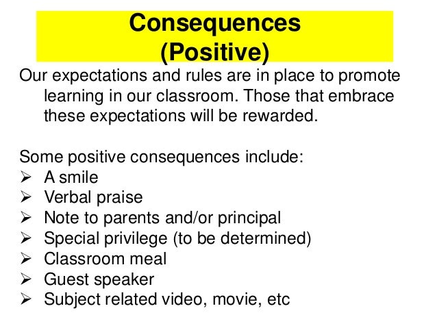 Positive Classroom Rules And Consequences