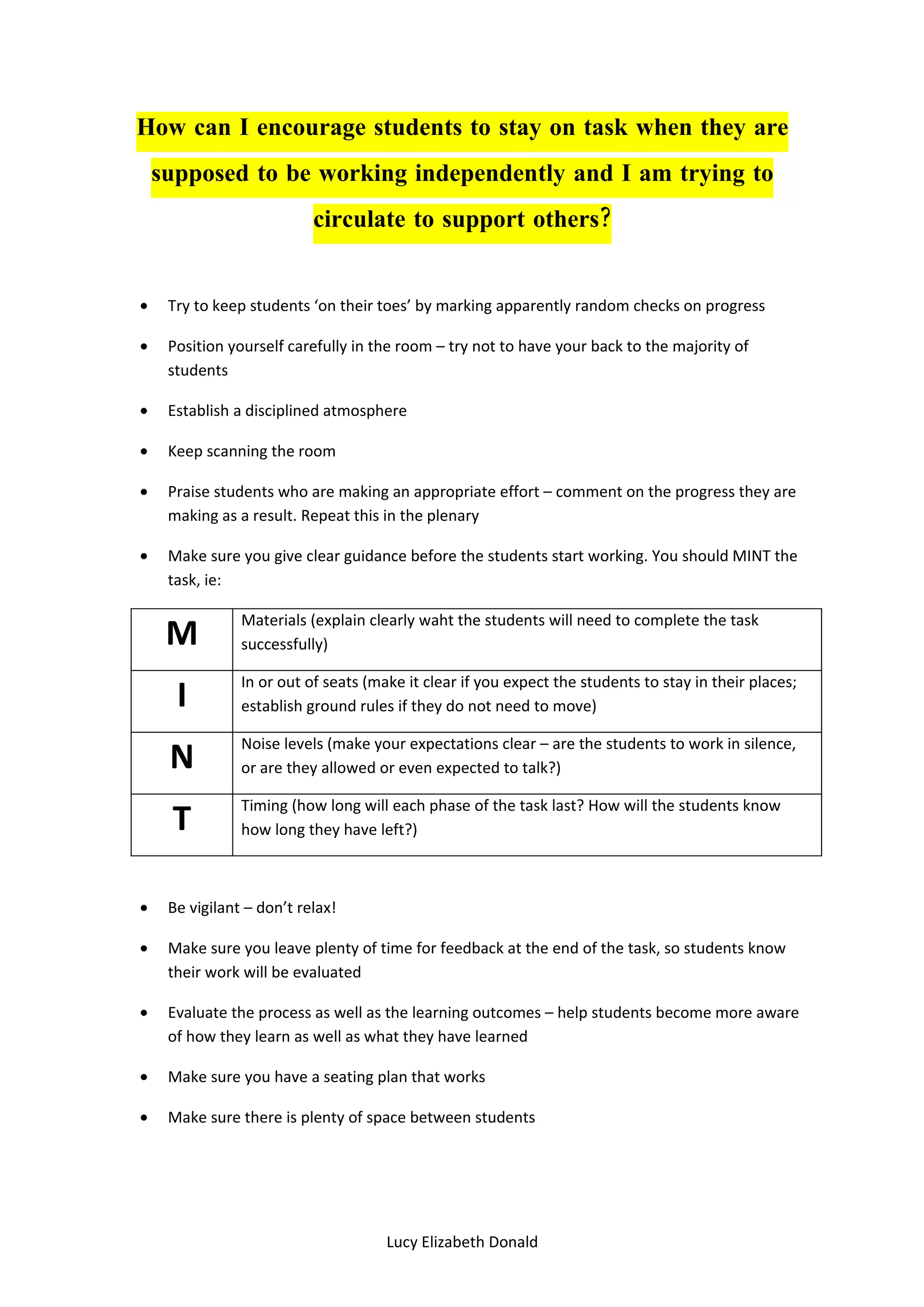 Classroom Management Policy | DOC