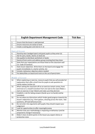Classroom Management Policy | DOC